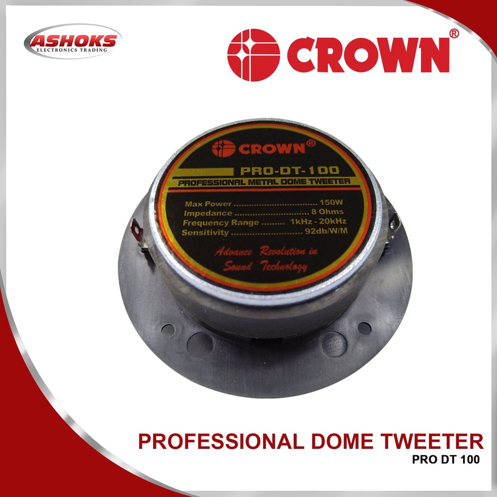 Crown Pro DT 100 Professional Metal Dome Tweeter / Tweeter / Original ...