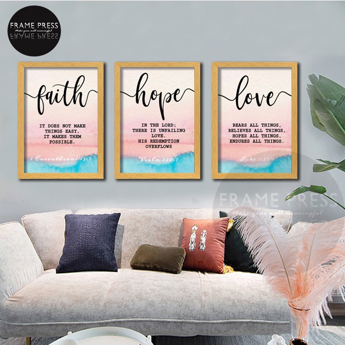 3pcs set HOME DECOR WALL FRAME - Bible Verse Hope Love Faith | Shopee ...