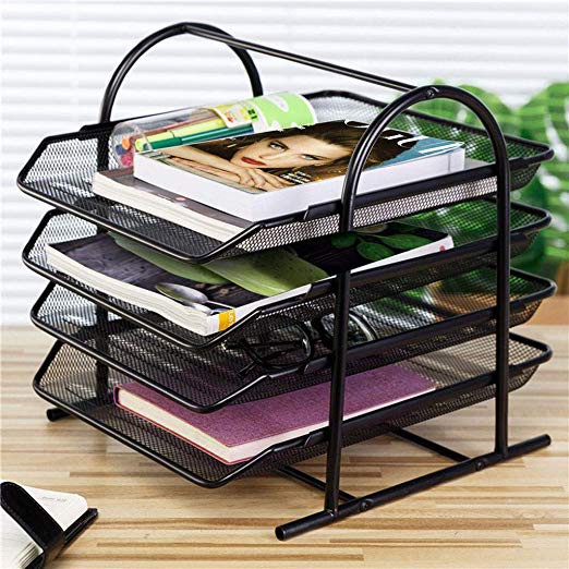 3 and 4 Layer Desk Document File Organizer Tray Tabletop Paper Letter ...