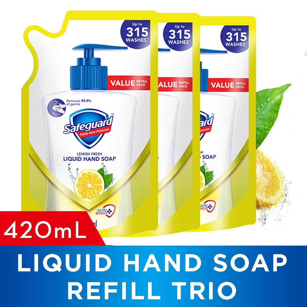 Safeguard Lemon Fresh Liquid Hand Soap 420ml Refill Trio Shopee