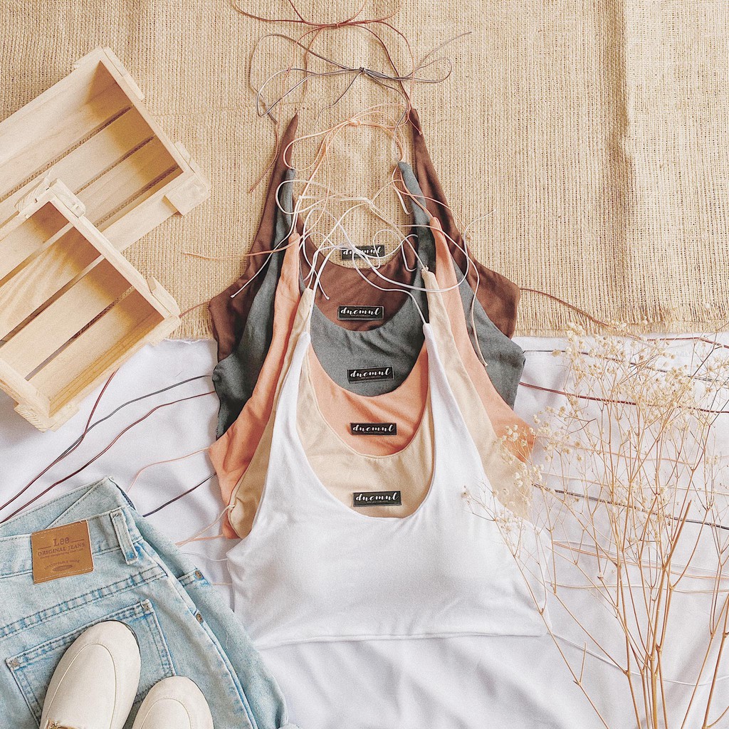 DNEMNLPH Ava Backless String Top (Trendy Korean Inspired Fashion Padded ...