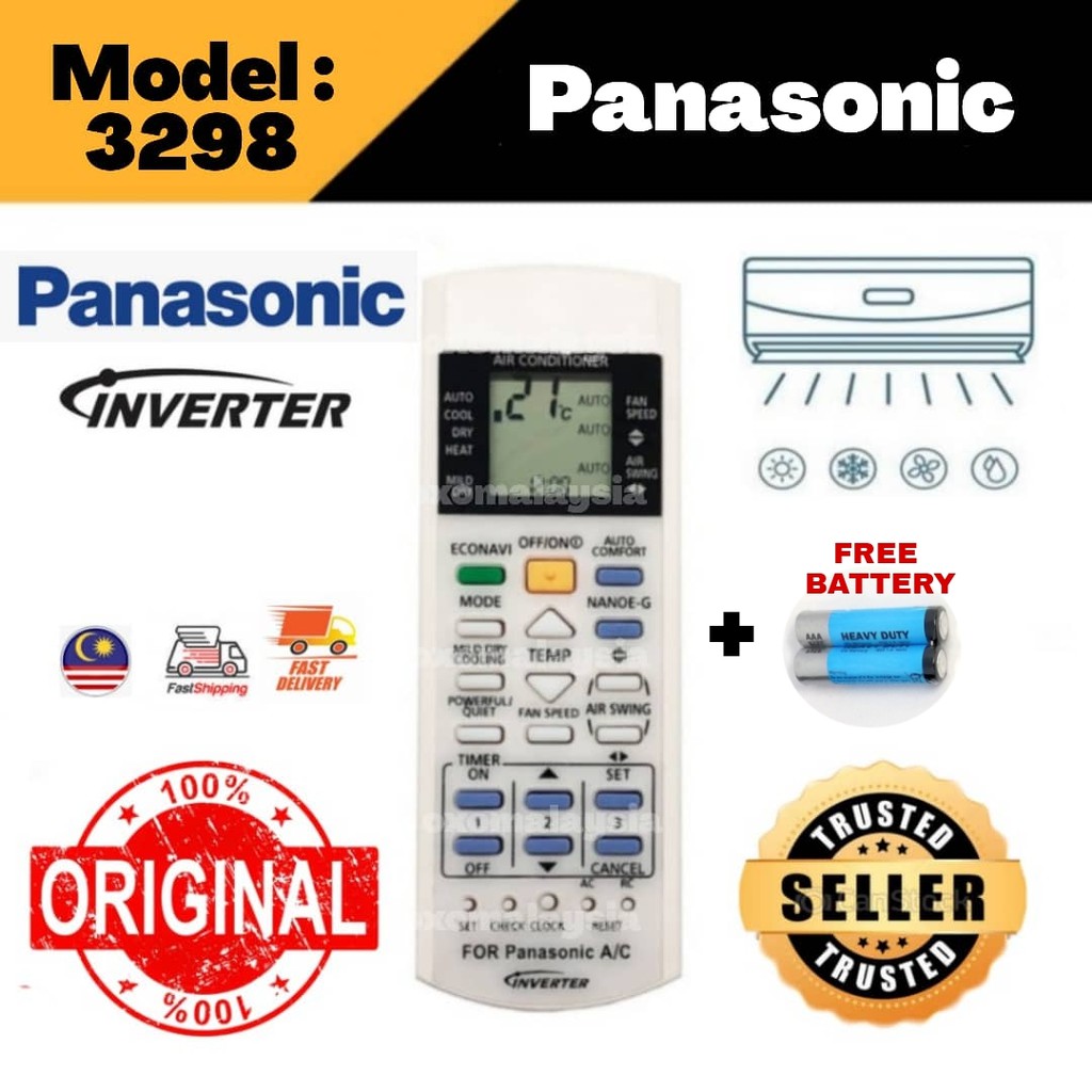 PANASONIC AIRCOND AIR CONDITIONER REPLACEMENT REMOTE CONTROL (3298 PN ...