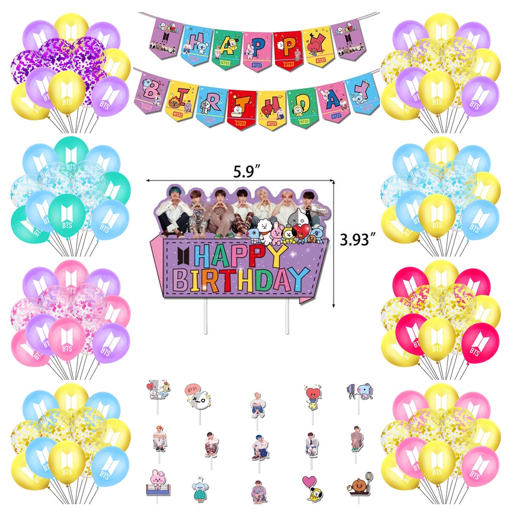 15pcs BTS Balloons Party Decorations Colorful Confetti Balloon ...