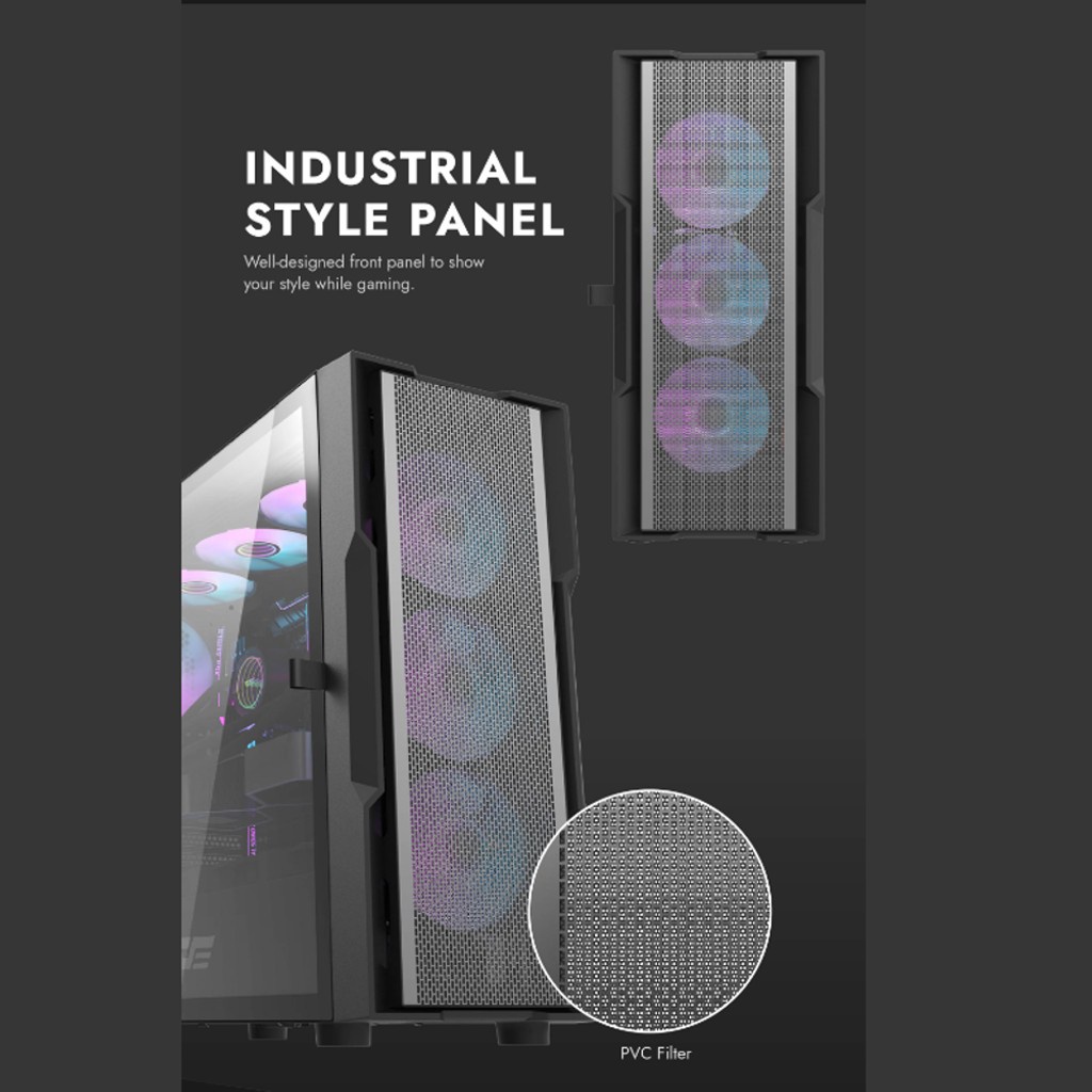 Dark Flash Dk431 Black Metal Full Mesh Front Panel E-Atx Gaming Case ...