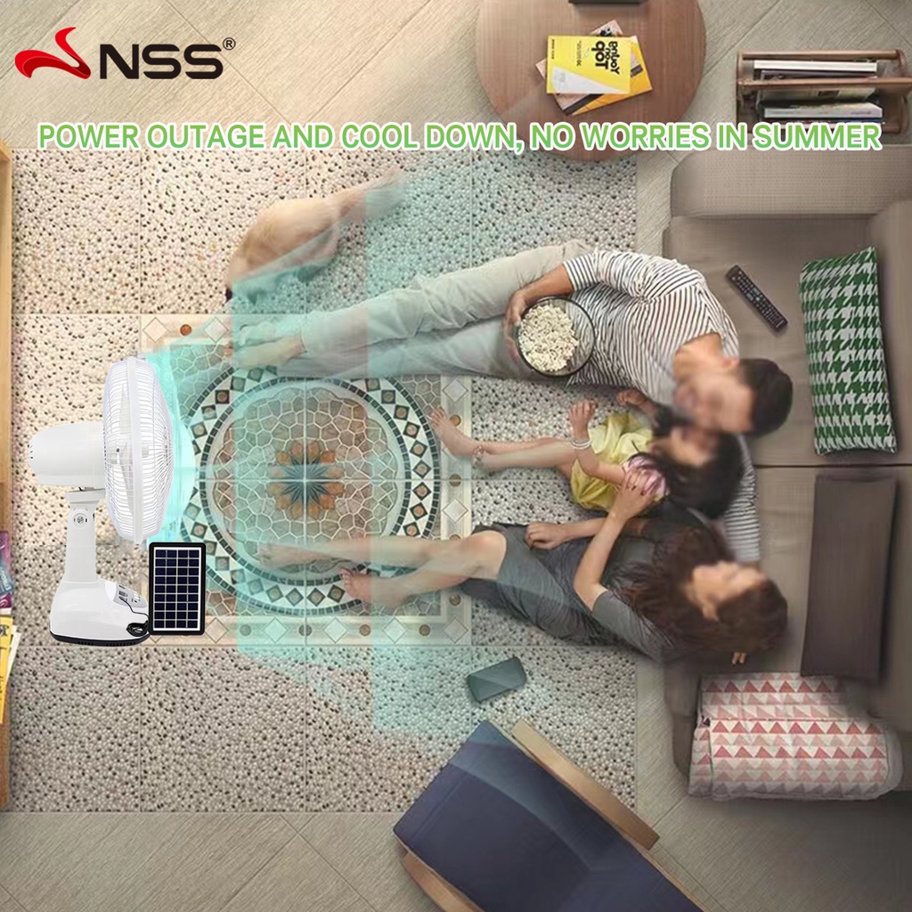 NSS Solar fan with panel Solar Electric Fan Rechargeable fan 12" with ...