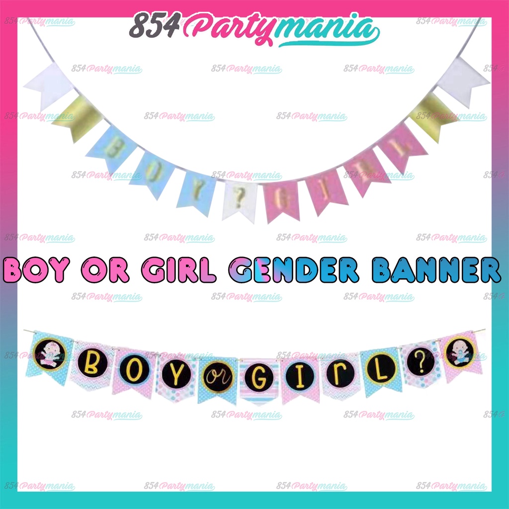 Boy or Girl Banner Only Gender Reveal Celebration Baby Boy Girl Party ...