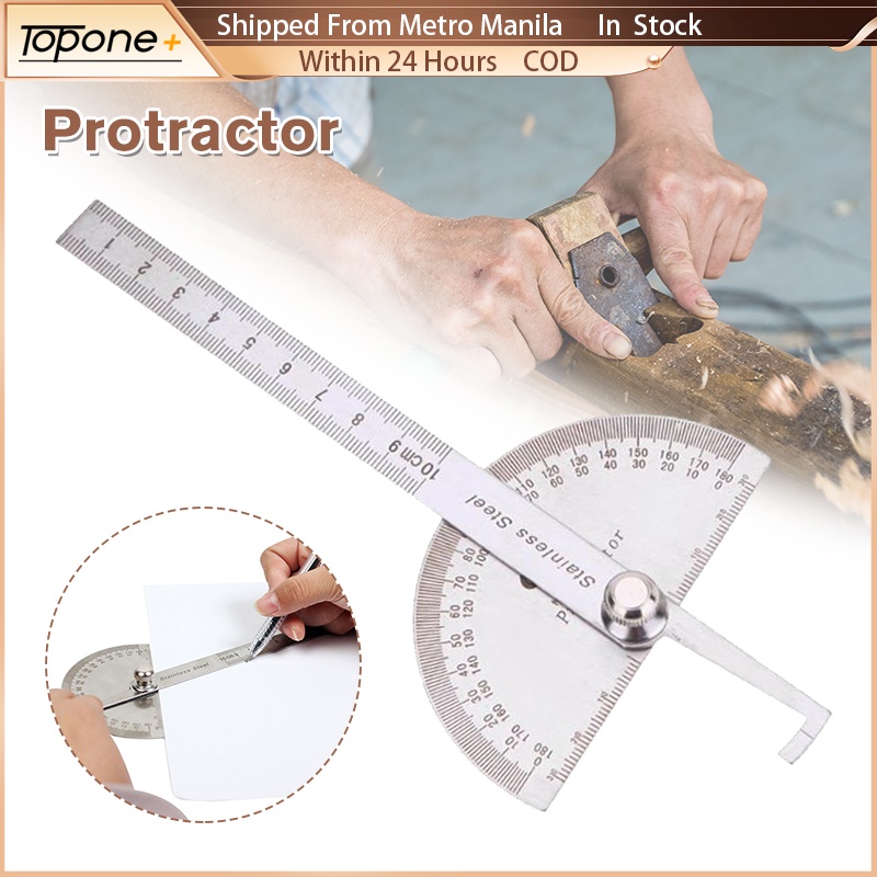 180 Degree Protractor 100mm Stainless Steel Angle Meter Measuring Ruler ...