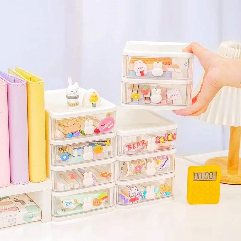 New ver stackable bunny handle drawer desk organizer w/ free sticker ...