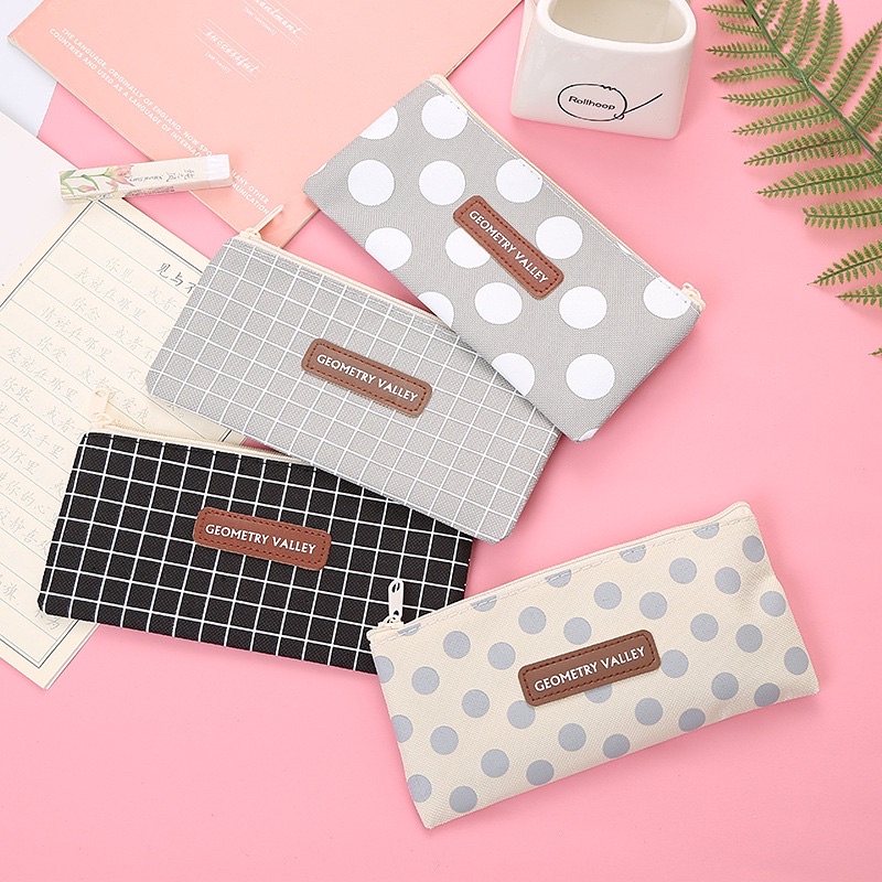 1PC Canvas pencil case Creative Student Cute Large Capacity Stationary ...