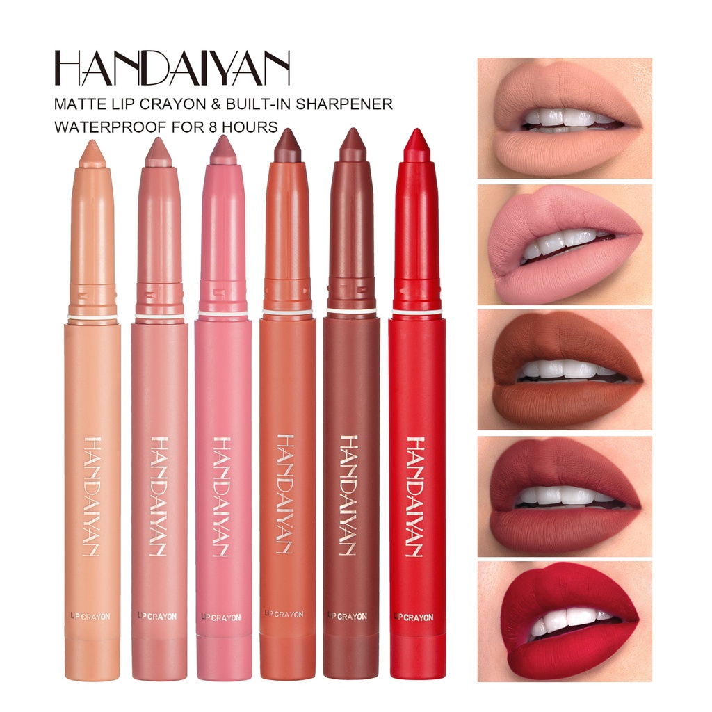 Handaiyan 12 Colors Lipstick Pencil Long Lasting Waterproof Velvet