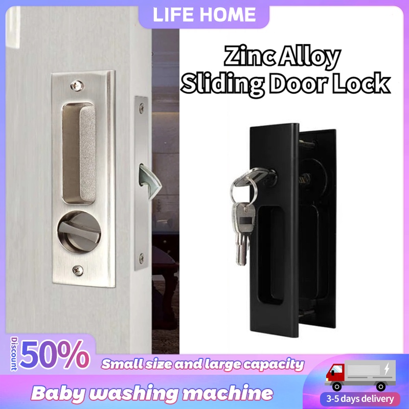 Sliding Door Lock With Flush Recessed Handle Invisible Barn Wood Door ...