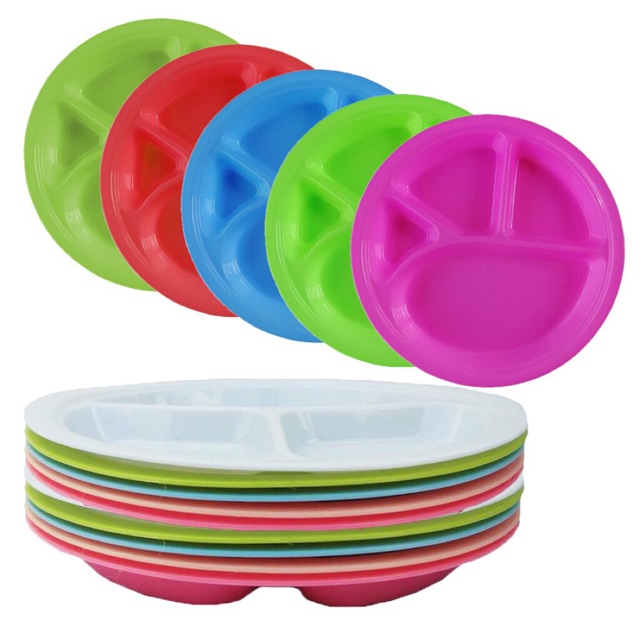 1pc Plastic Divided Plate 3 / 4 Sections | Shopee Philippines