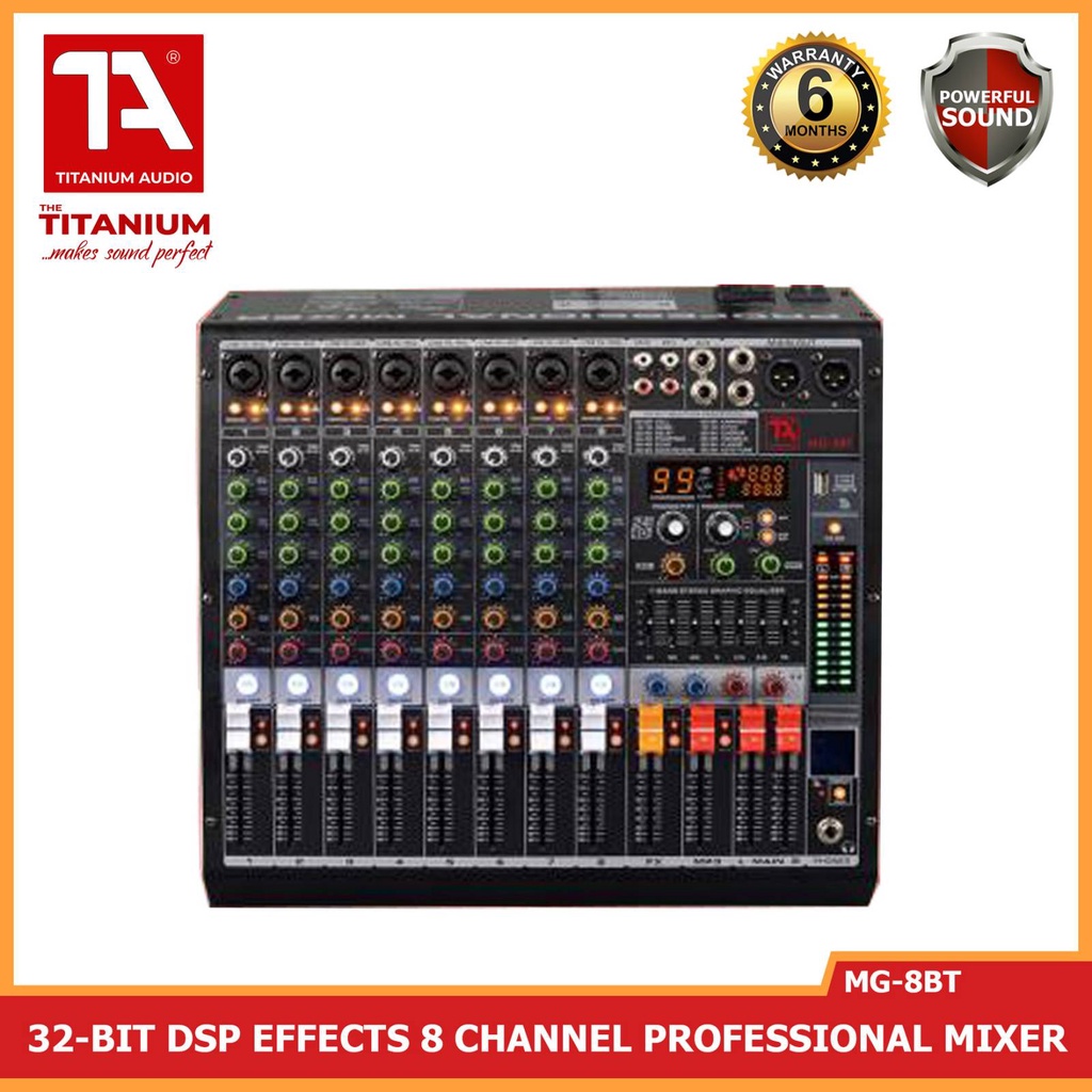 Titanium Audio MG-8BT Mixer / Professional 8 Channel Mixer / 32-BIT DSP ...