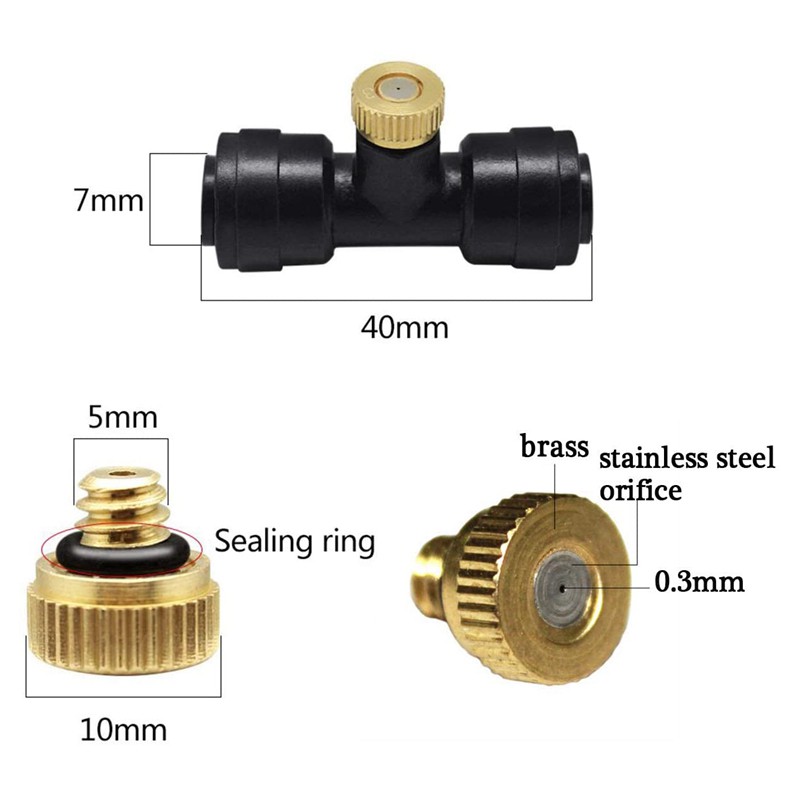 Low pressure misting cooling Brass mist nozzle 10/24'' water mist ...