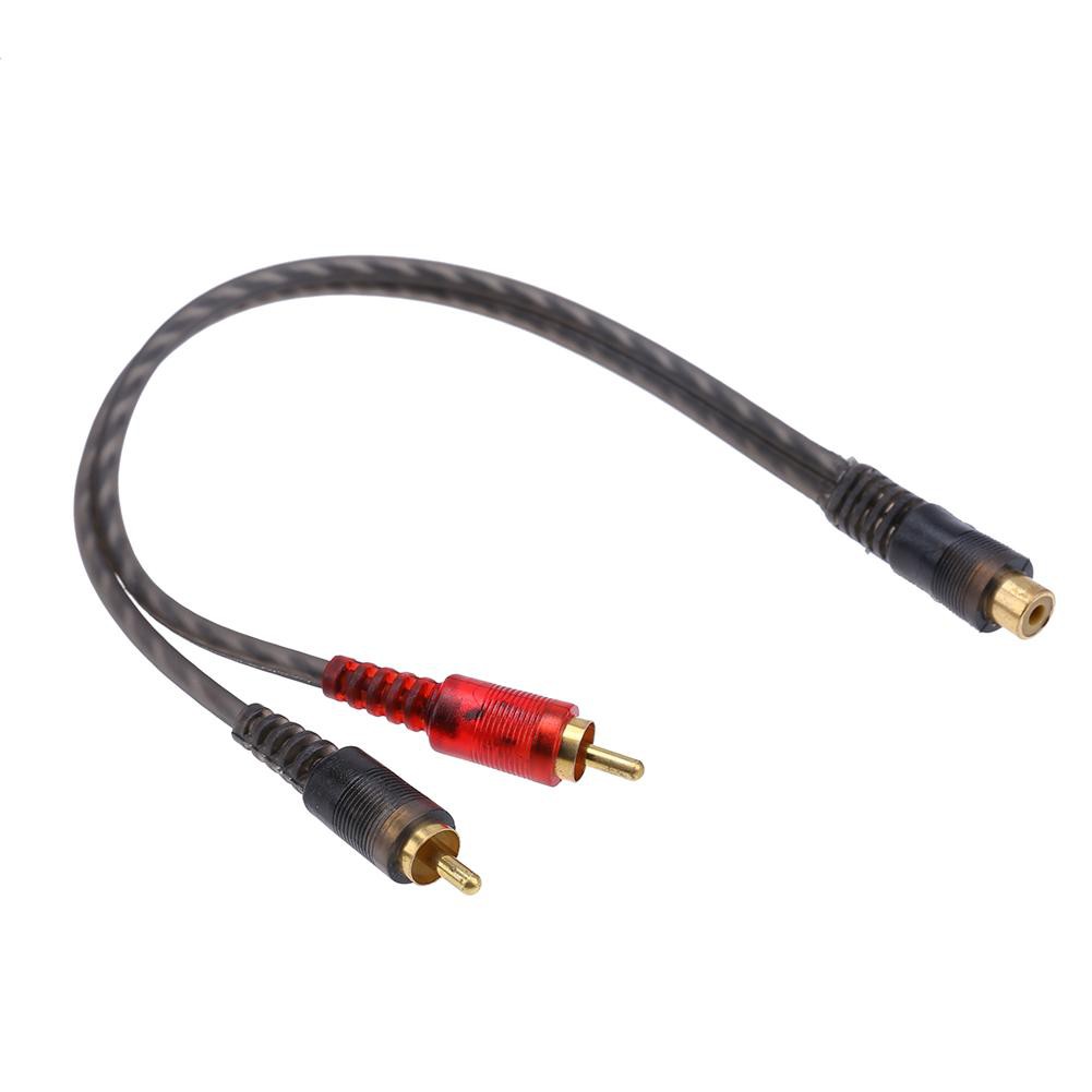 1pc 27cm 1 RCA Female to 2 RCA Male Splitter Cable for Car Audio System ...
