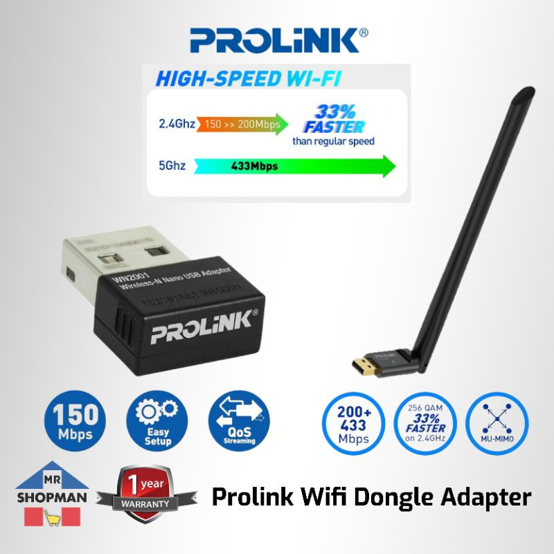 Prolink Wifi Dongle 2.4Ghz / 5Ghz Dual Band USB Adapter w/ or w/o Antenna AC650 DH 5102U 5103U ...