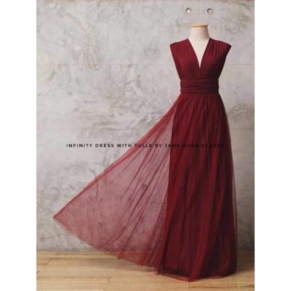 maroon infinity dress with tulle | Shopee Philippines