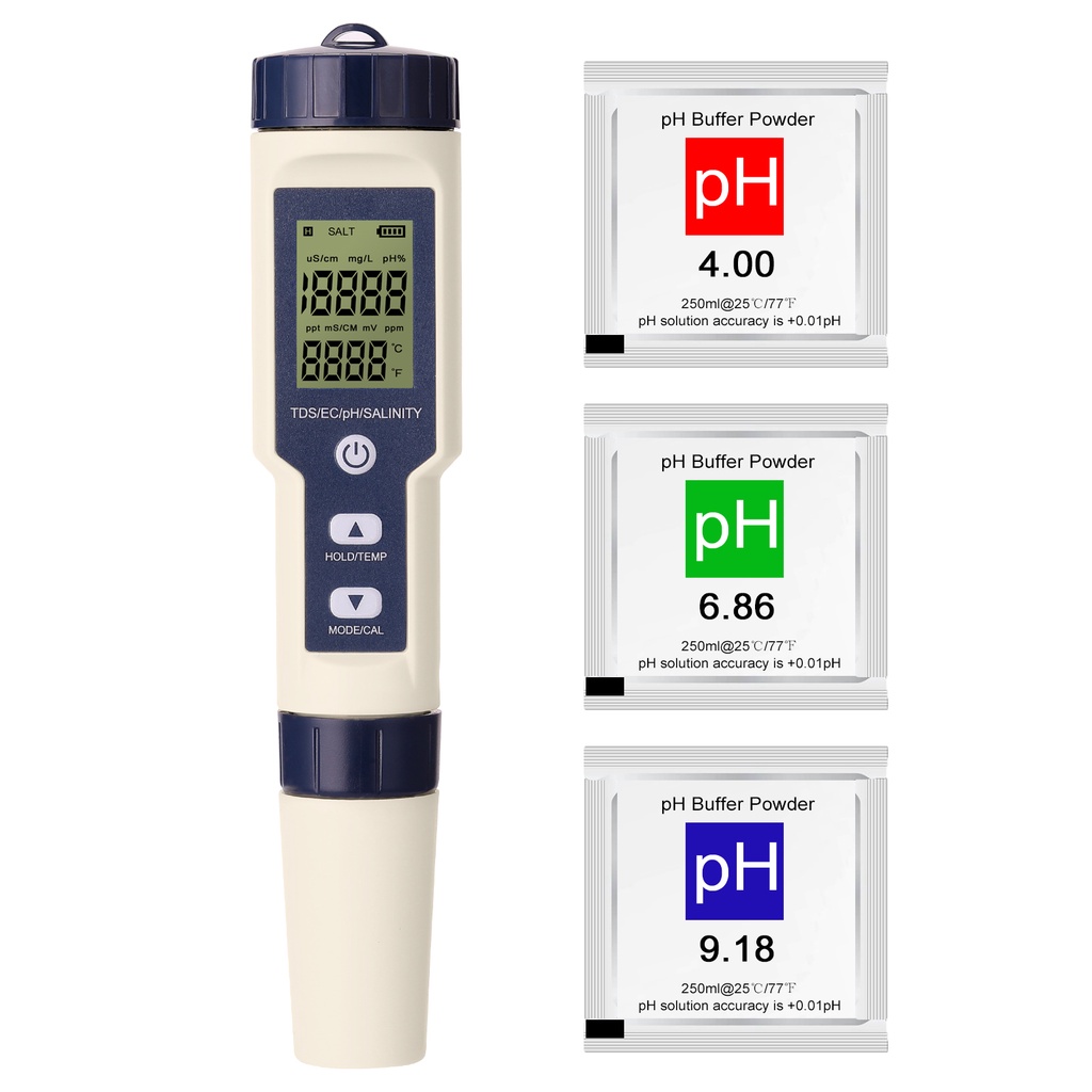 5 in 1 Professional Multi-parameter Combo Testing Meter PH/EC/TDS ...