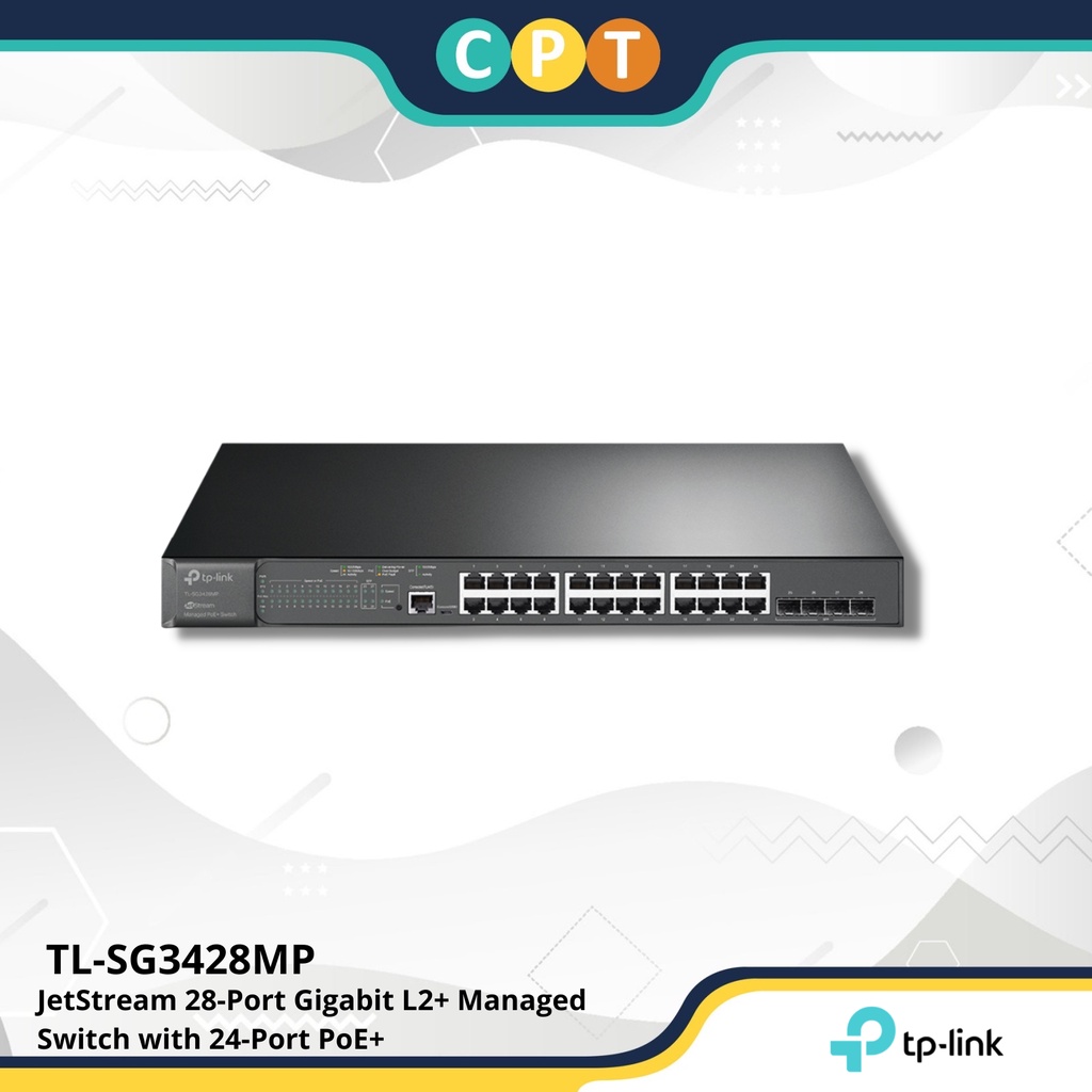 TP-Link TL-SG3428MP JetStream 28-Port Gigabit L2 Managed Switch with 24 ...