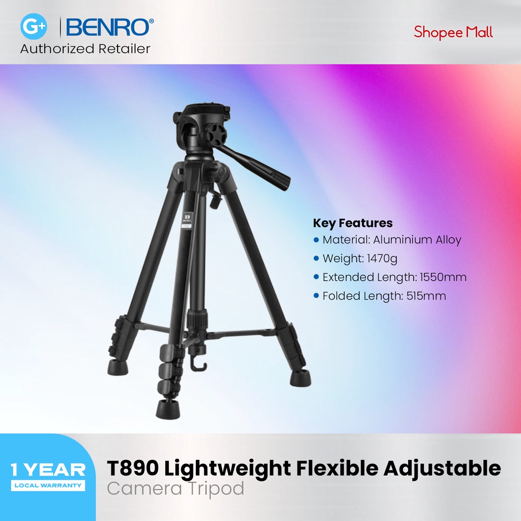 BENRO T890 Lightweight Flexible Adjustable Camera Tripod | Shopee ...