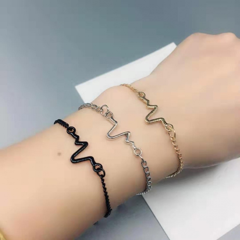 Simple Waves ECG Heartbeat Bracelet Lightning Chain Charm Bracelets For ...