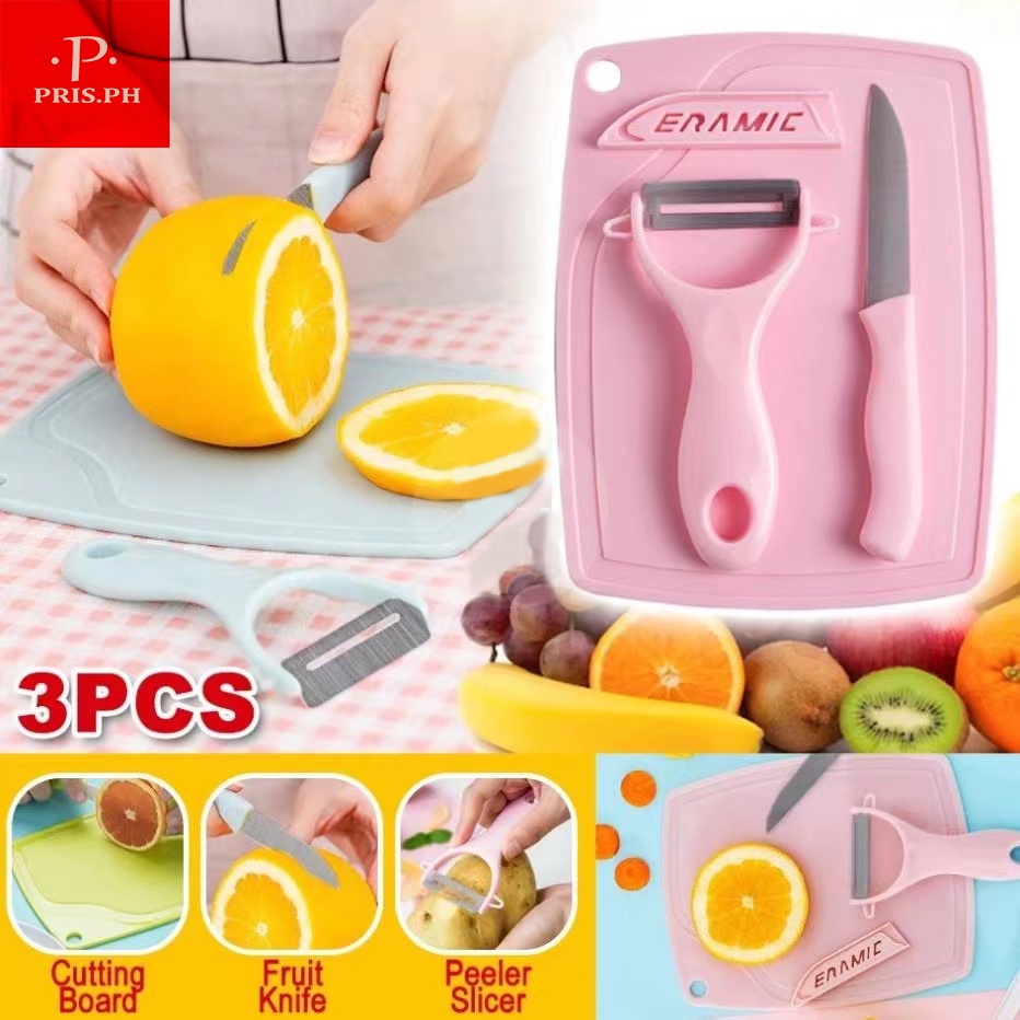 3n1 ceramic knife with peeler set kitchen utility tools | Shopee ...