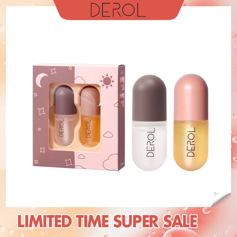 DEROL 2 Pcs/Set Lip Plumper Lip Gloss Fuller Hydrated Beauty Lips 2 ...