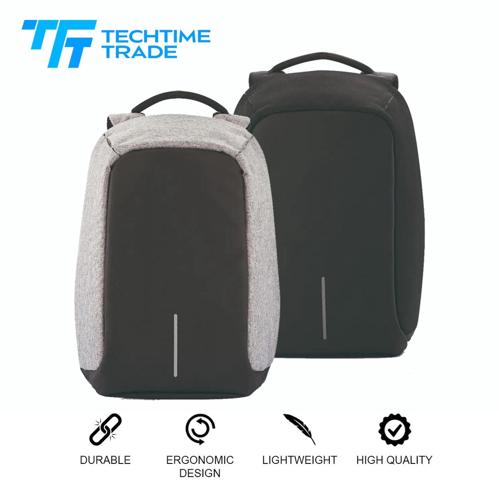 TechTime Trade Anti-Theft Backpack | Side Strap Bag Bobby Bag Laptop Bagpack with USB Charging ...