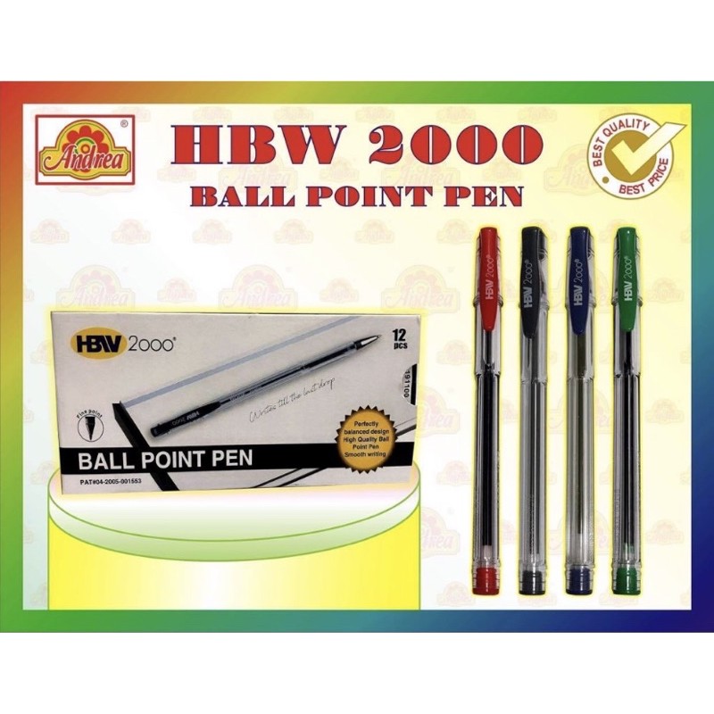 HBW 2000 Ballpoint Pen Sold by 12 pcs.| ANDREA | Shopee Philippines