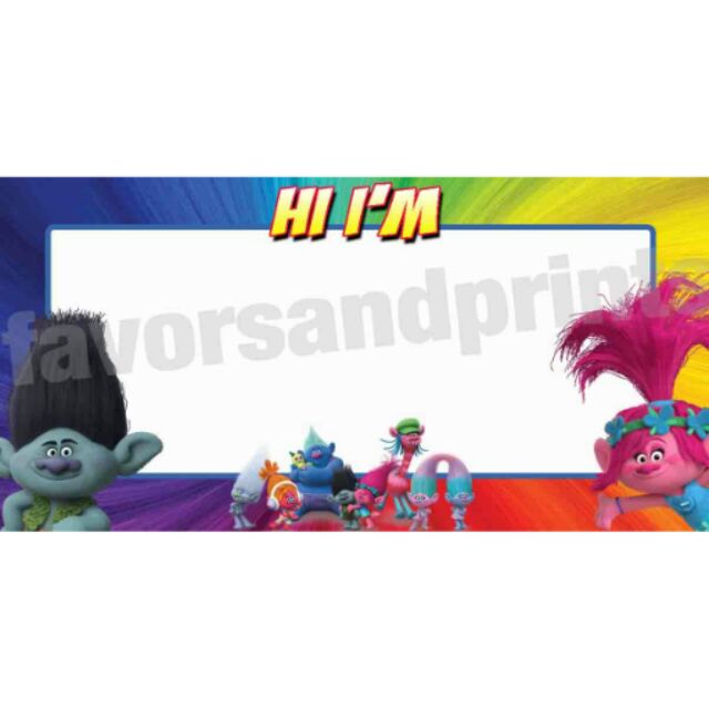 TROLLS BIRTHDAY PARTY NAME TAGS (10s) | Shopee Philippines