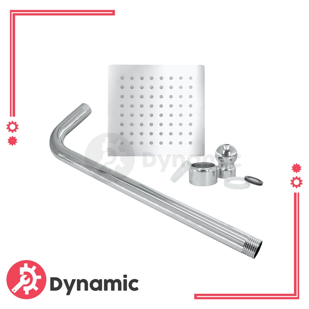 SUS201 Stainless 6" Square Rain Shower with Arm Set Heavy Duty 6 inch ...
