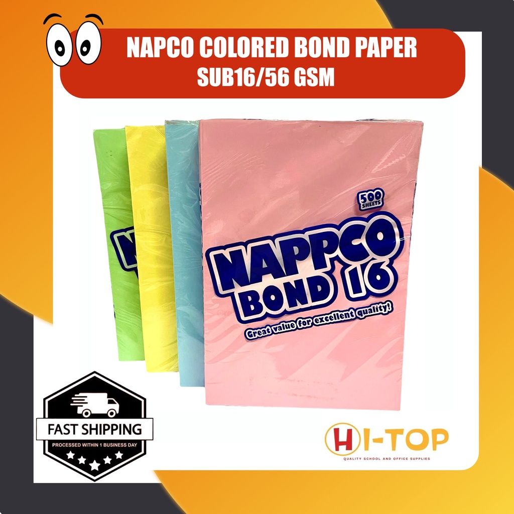 Colored Bond Papers Nappco | 500 sheets per Ream, Long & Short Sub16 ...