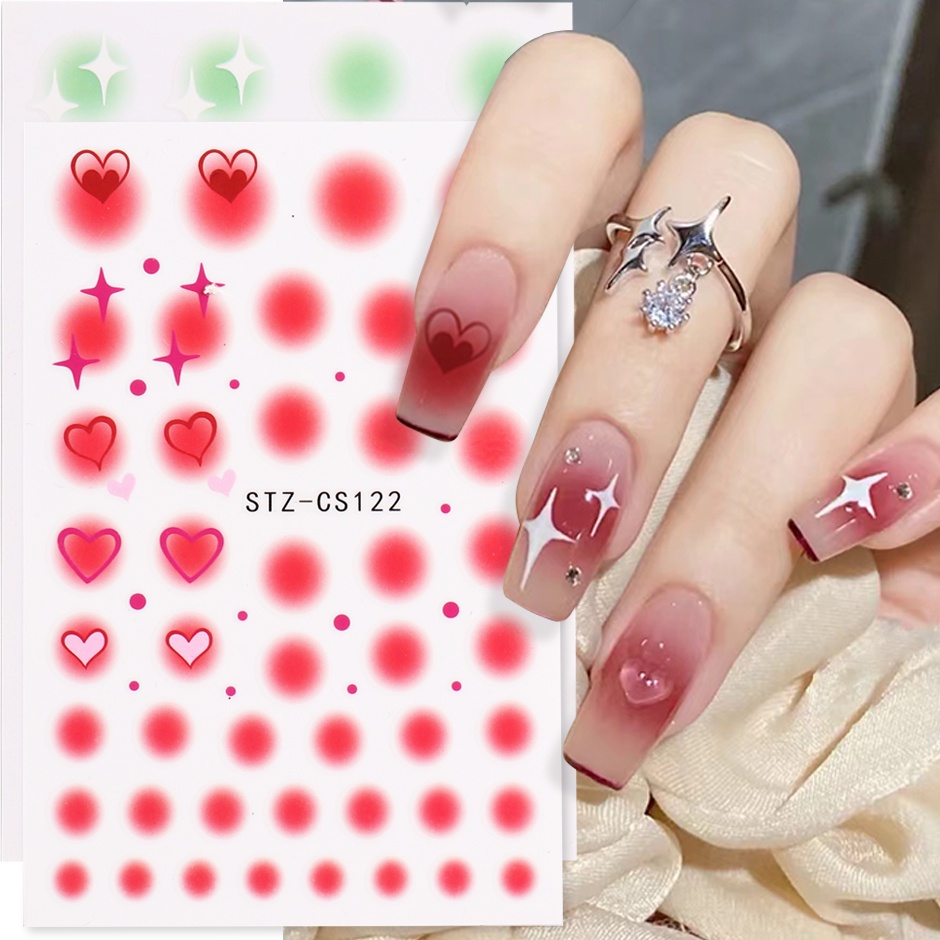 3D Manicure Sticker Smudge Blush Starlight Love Gradient Style Nail DIY ...