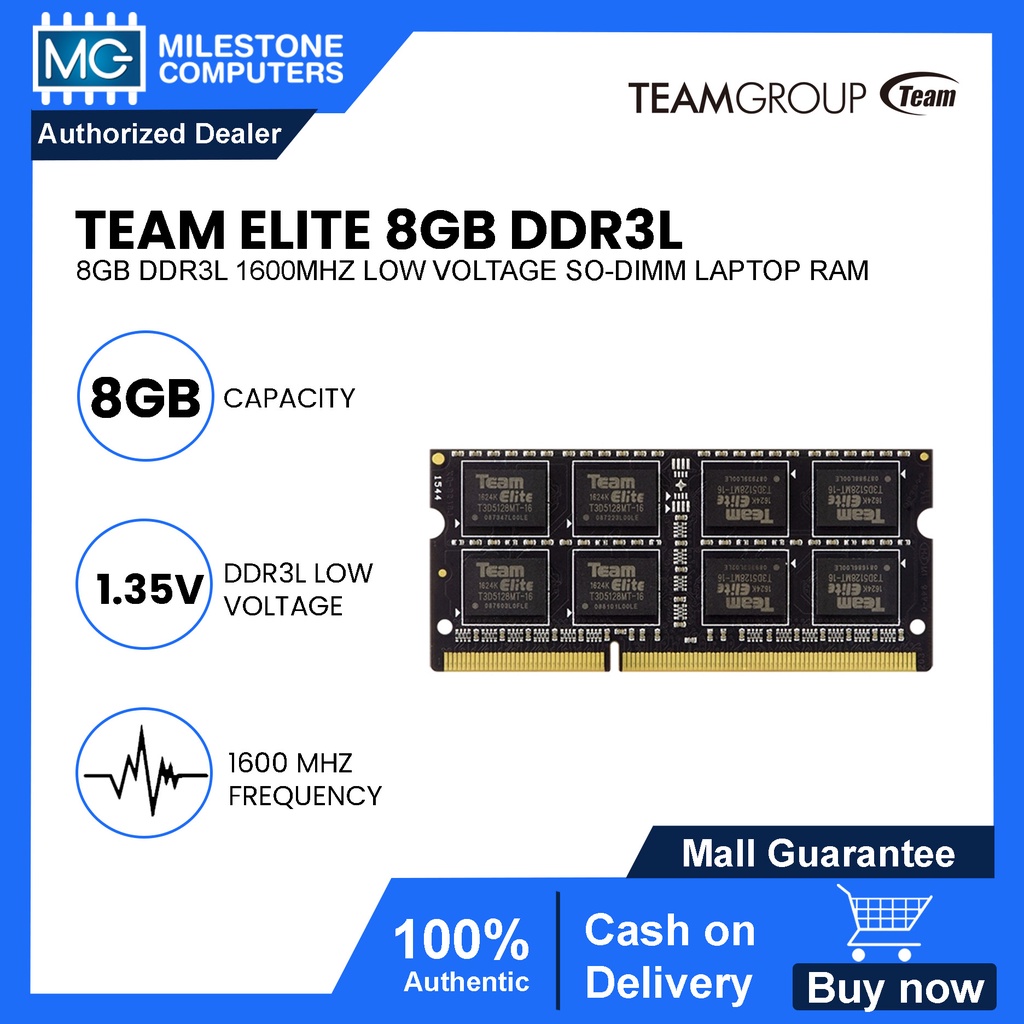 Teamgroup Team Elite 8gb ddr3L 1600mhz so-dimm laptop memory | Shopee ...