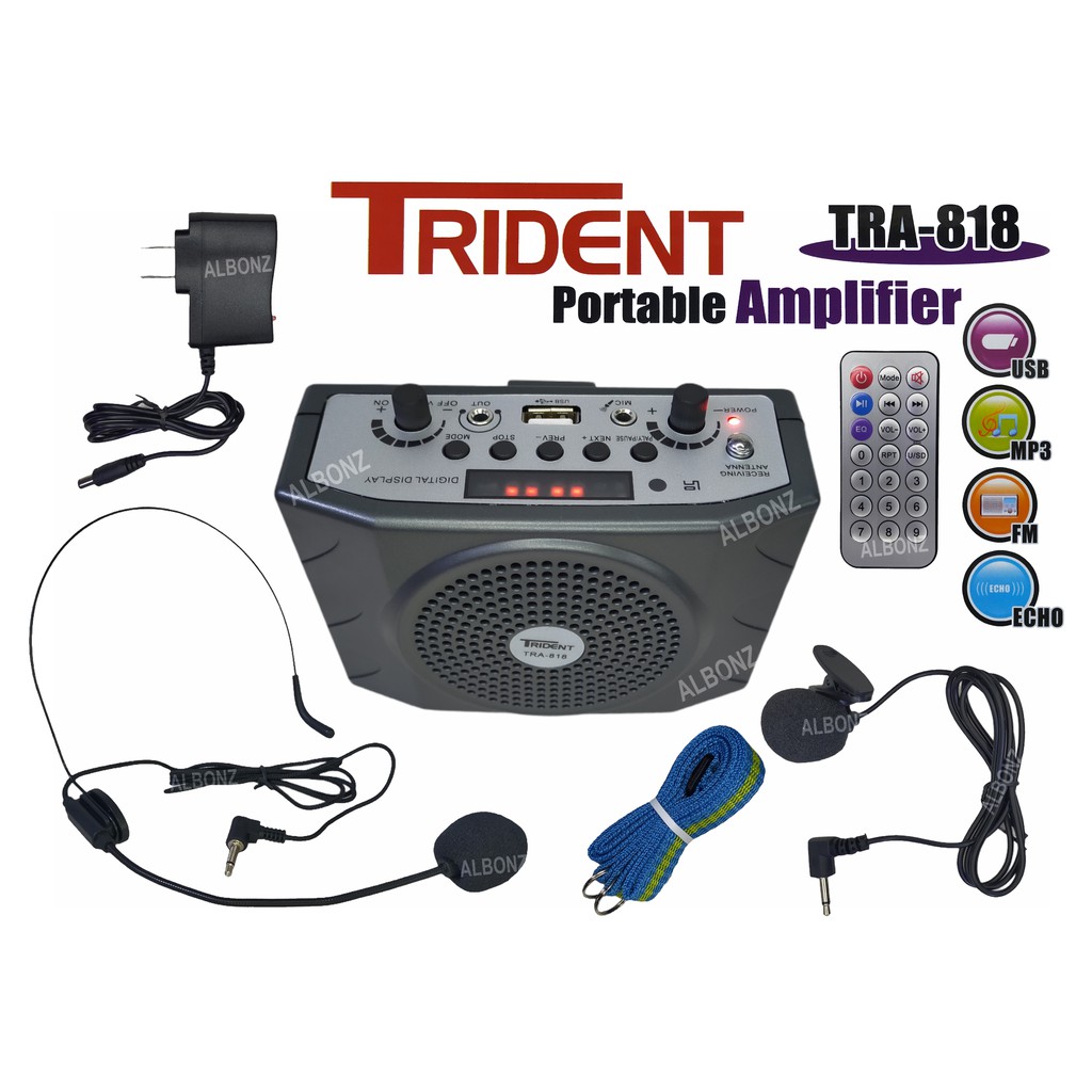 Trident TRA-818 Portable Amplifier / Lapel with USB/FM (30W)(Original ...