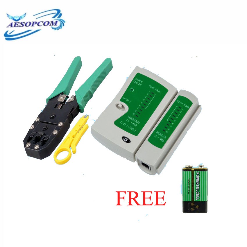 Crimping Tool and Wire Stripper LAN Tester Set w/ 9V Battery | Shopee ...