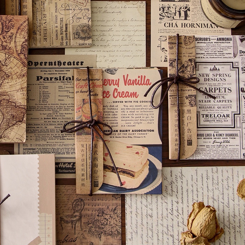 60pcs Retro Aesthetic Scrapbook Paper Scrapbook Journal Embellishment ...