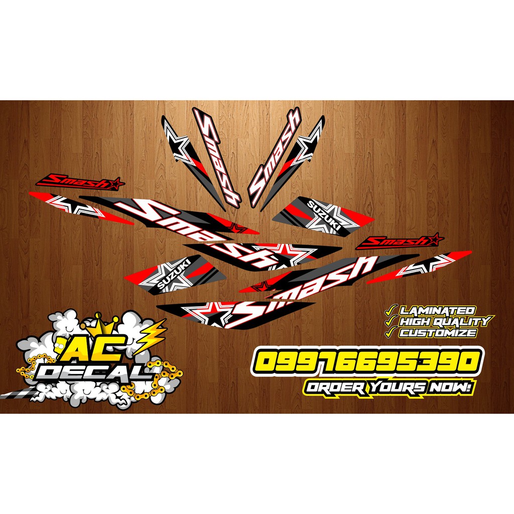 Suzuki Smash 115 Custom Decal (RED,ACDECAL) | Shopee Philippines