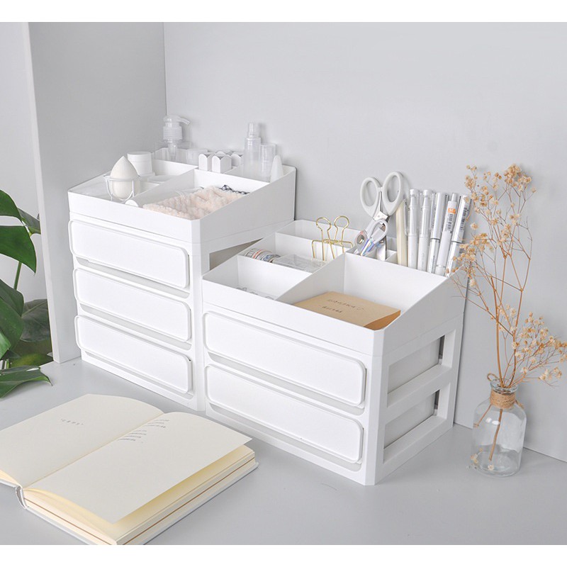 3/4 Layers Minimalist Simple White Desk Storage Organizer Stationery ...