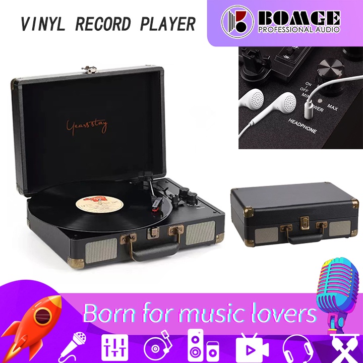 Luxury portable luggage vinyl record player with bluetooth speaker ...