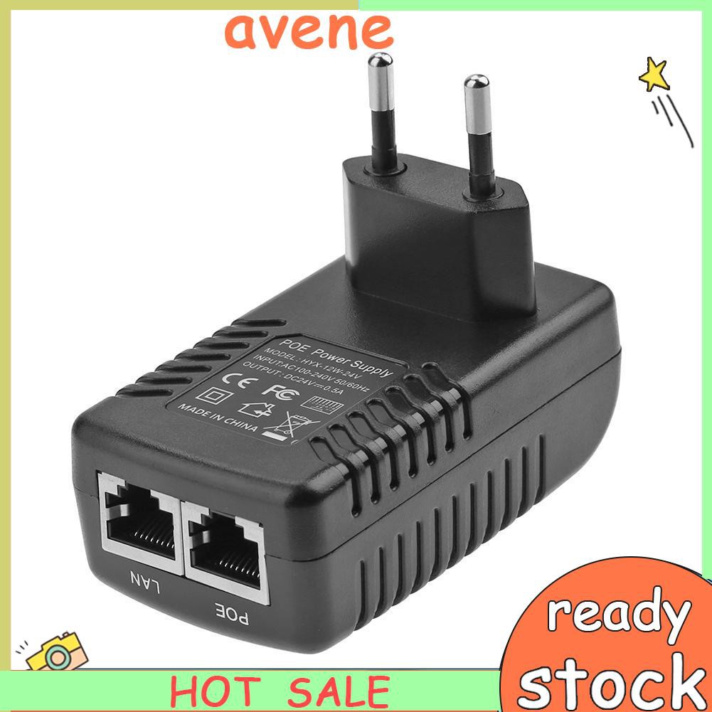 24V 0.5A 12W Wall Plug POE Injector Ethernet Adapter IP Phone Camera ...