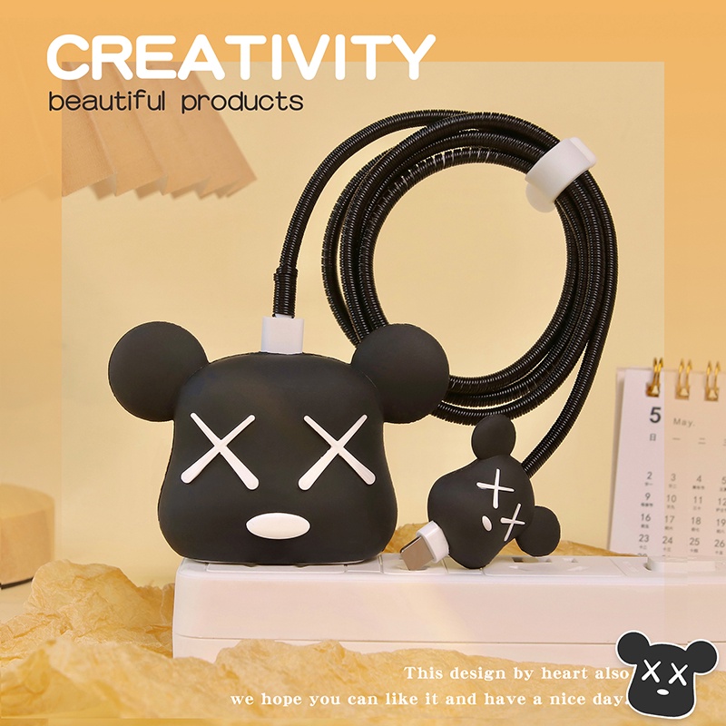 4pcs/set Silicone Charging Cable Protector Cute Cartoon Charger ...