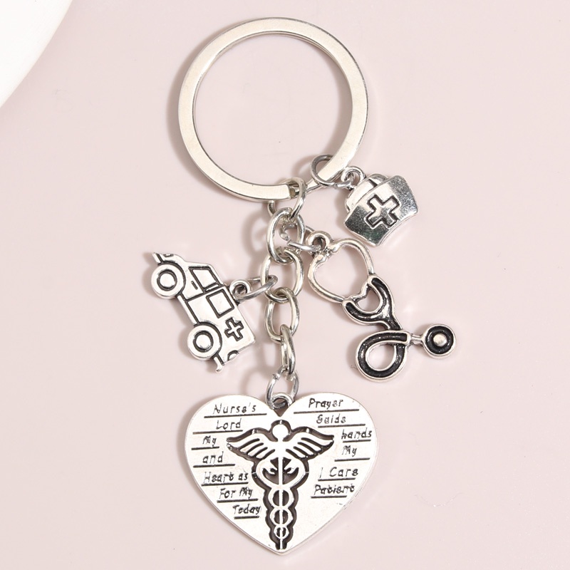 Doctor Keychain Ambulance Nurse Cap Stethoscope Key Ring Caduceus ...