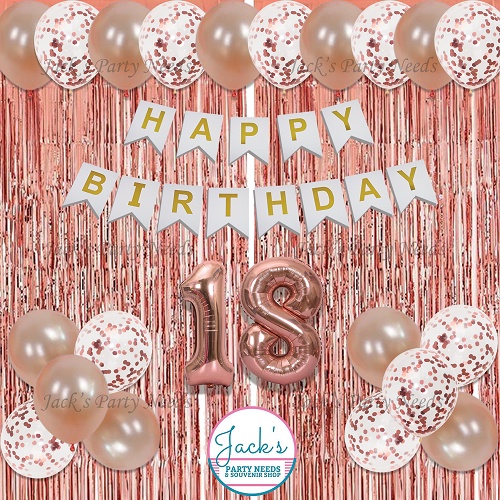 Rose Gold Happy 18th Birthday party decoration Rose Gold Themed Party ...