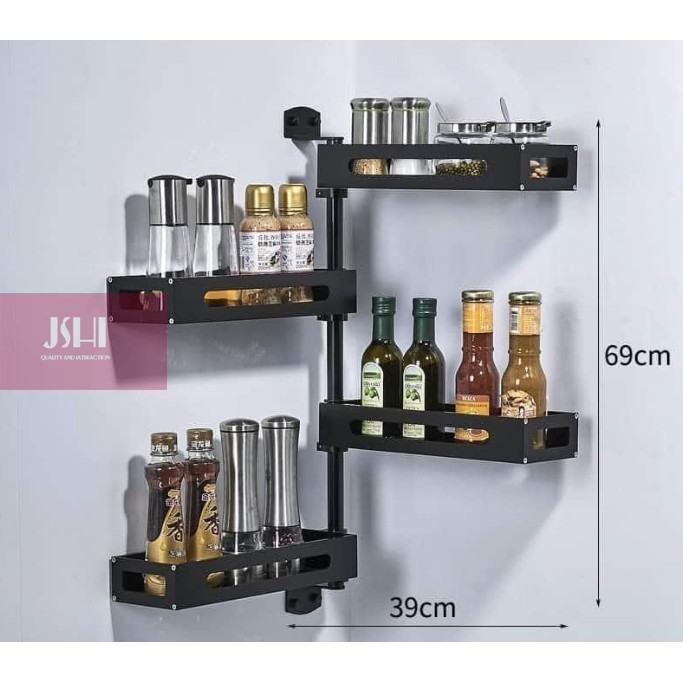 Hanging Condiments Rack 4 Layers Layer Tier Black | Shopee Philippines