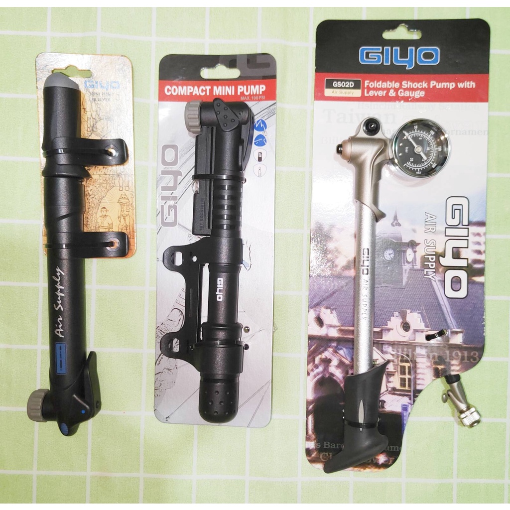GIYO Bicycle Hand Pump Double Action With Line Gauge Compact Mini Pump ...