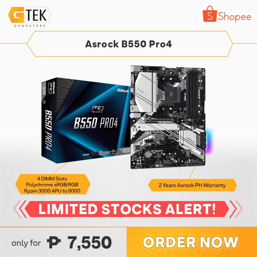 Asrock B550 Pro4 B550 AMD Ryzen AM4 ATX Motherboard | Shopee Philippines
