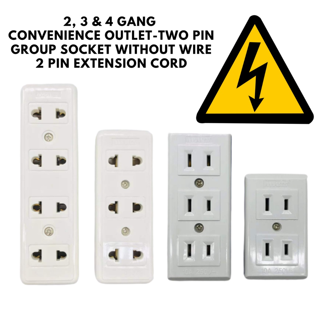 AKT Universal Outlet 2, 3 and 4 Gang Convenience Outlet, 2 Pole Outlet ...