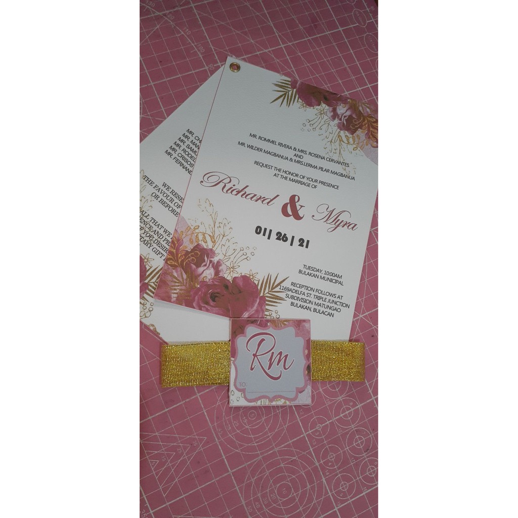 Civil Wedding Invitation Card Floral Simple Elegant | Shopee Philippines