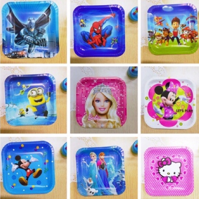 10 pcs Character Paper Plates 7 inches Happy Birthday Party Needs ...